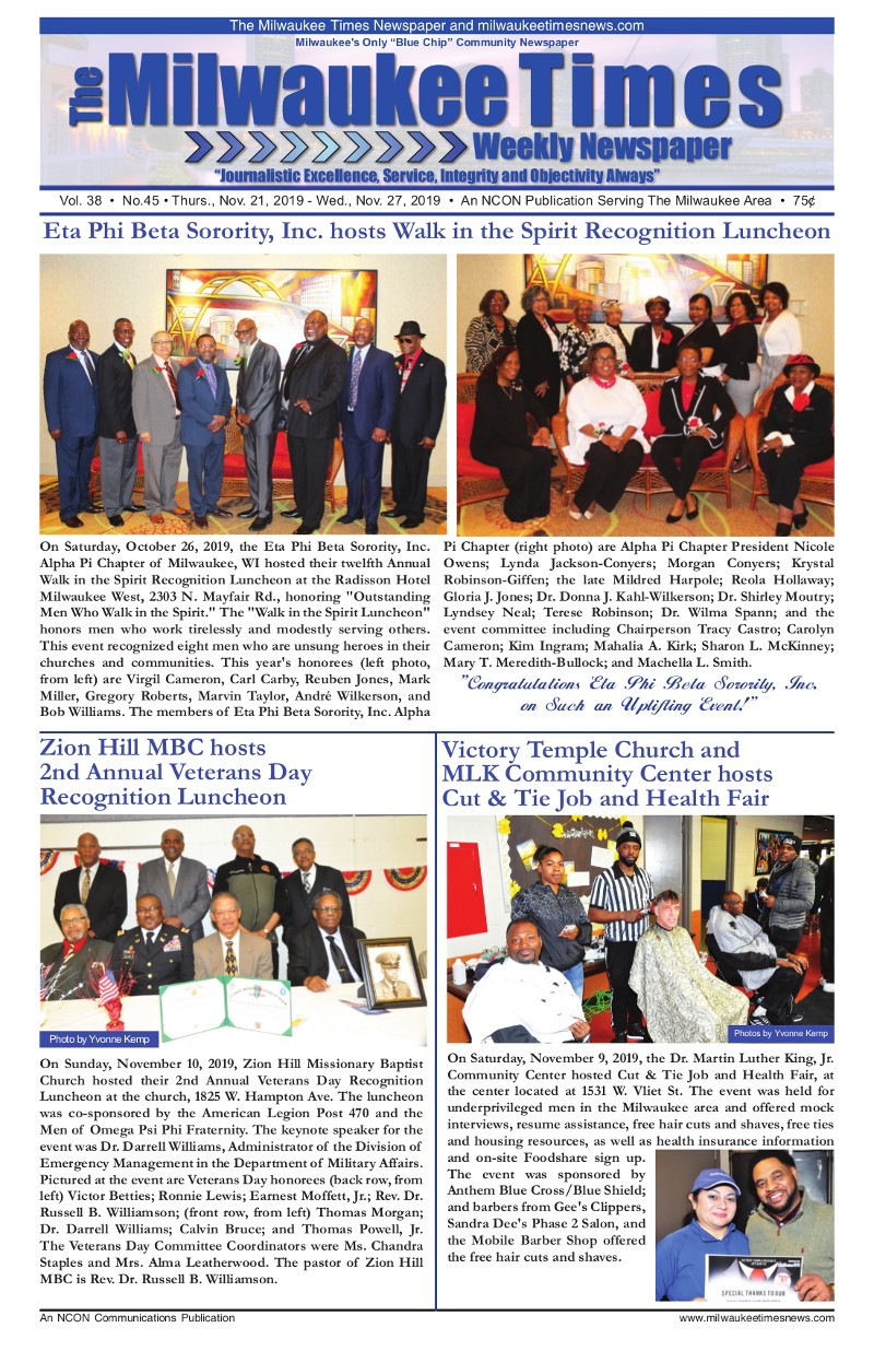 Milwaukee Times Digital Edition Issue November 21, 2019 - Milwaukee ...