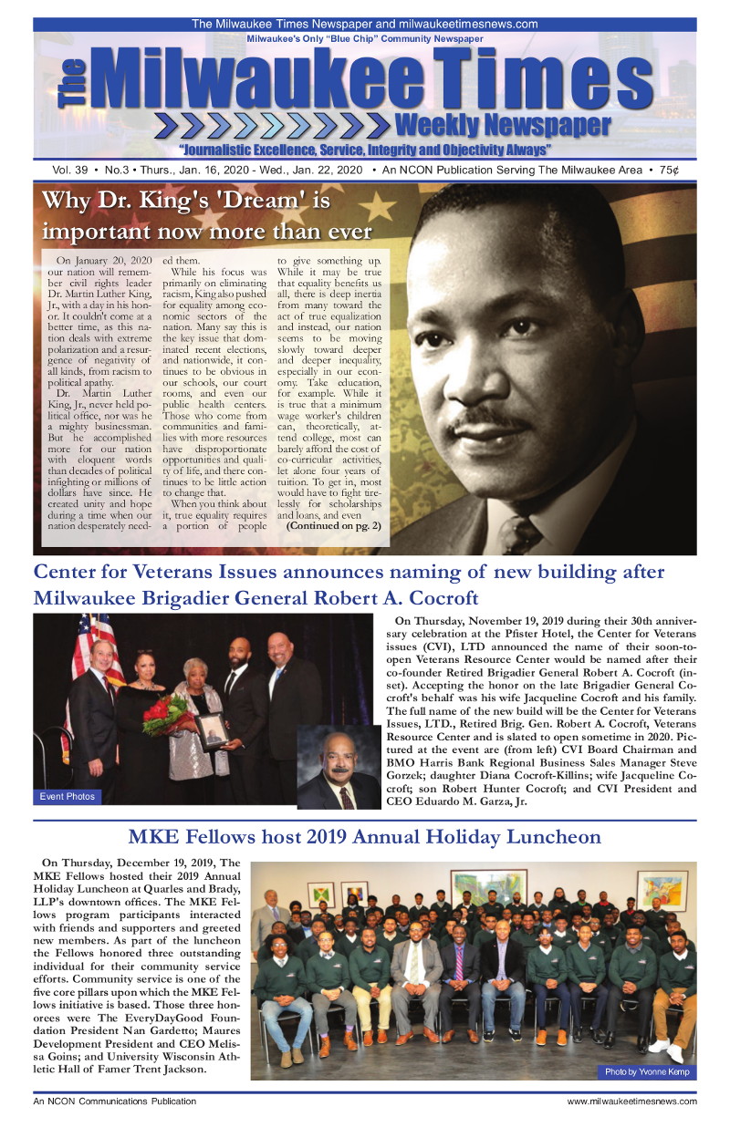 Milwaukee Times Digital Edition Issue January 16, 2020 - Milwaukee ...