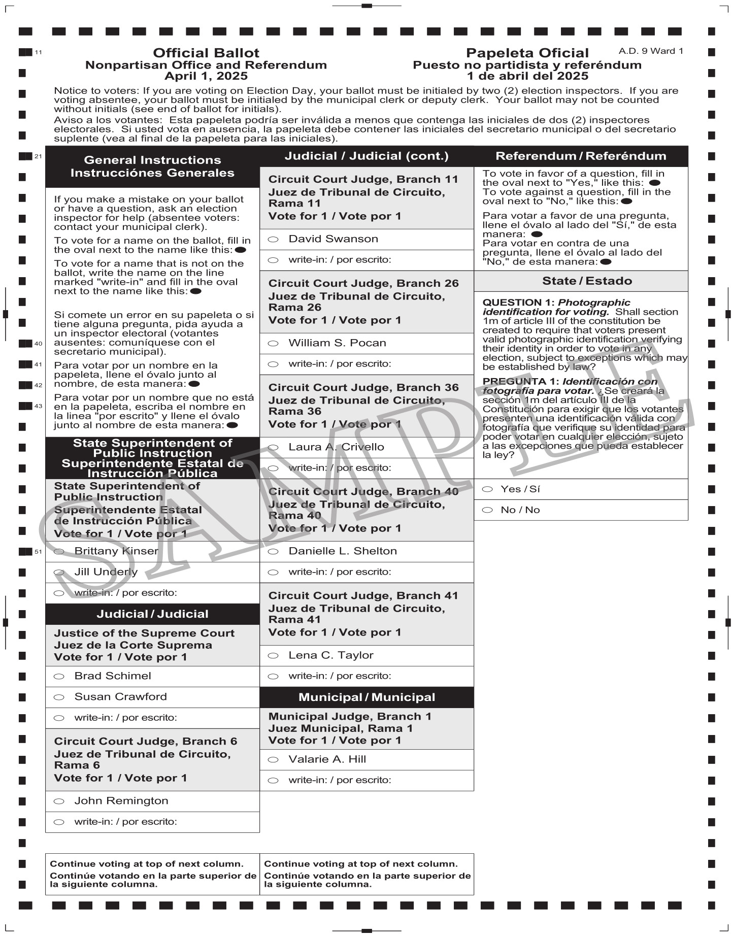 Notice Of Spring Election, Special Election, And Sample Ballots April 1 ...
