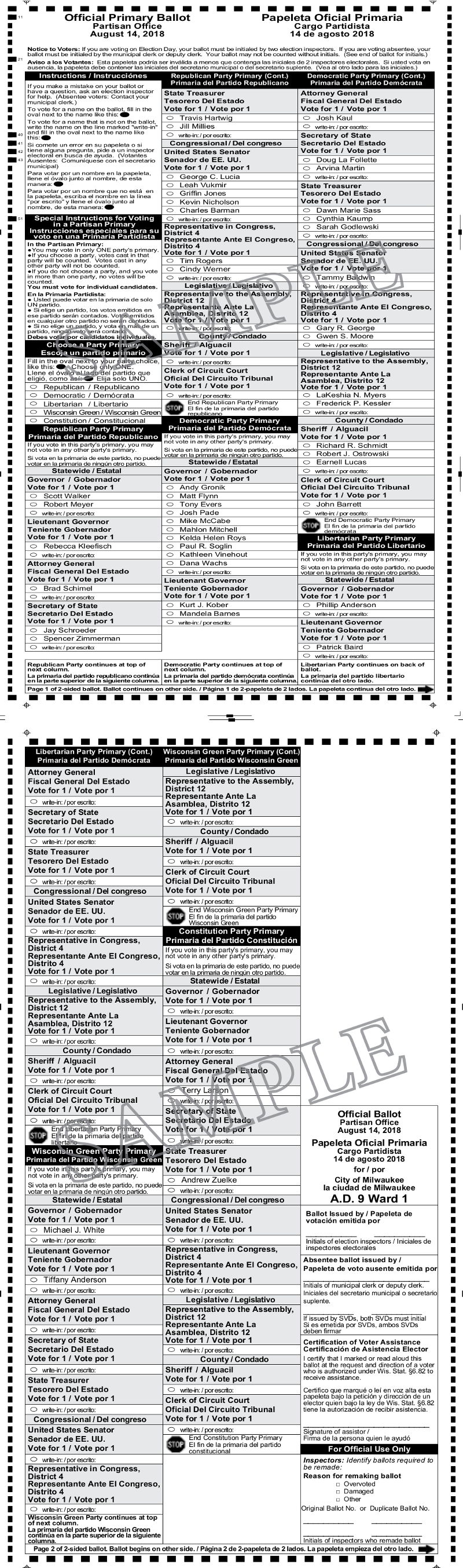 Notice of Partisan Primary and Sample Ballots - Milwaukee Times Weekly ...